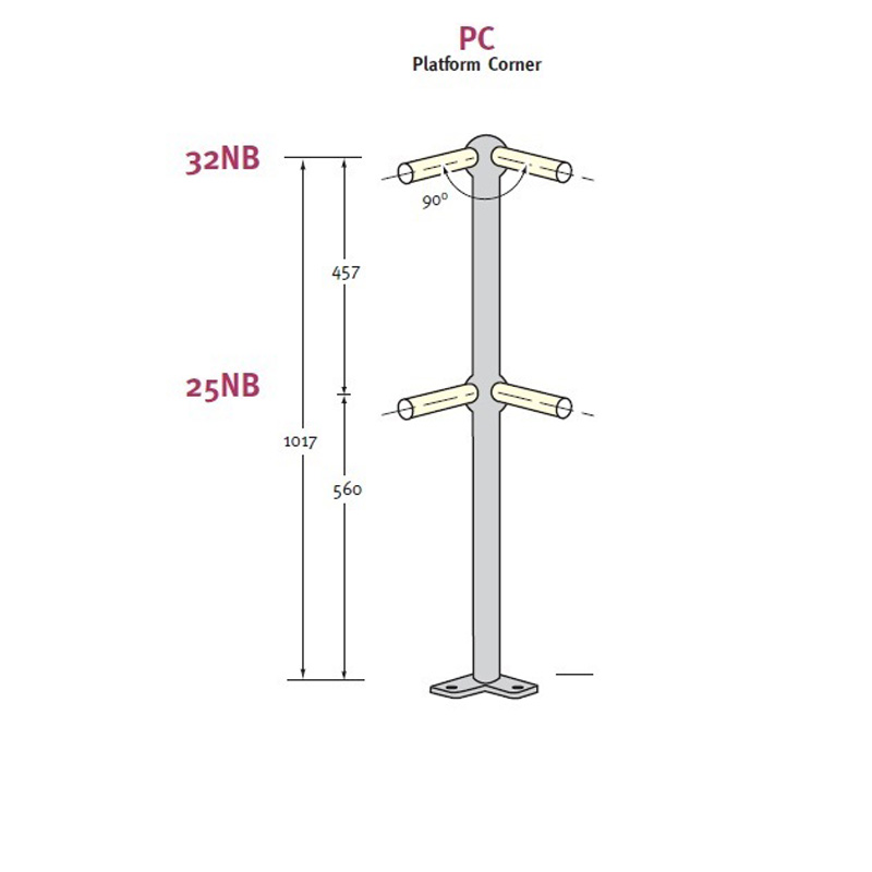 Angle Mount Welded Stanchion Monowills Link Modular Railing - Meshstore ...