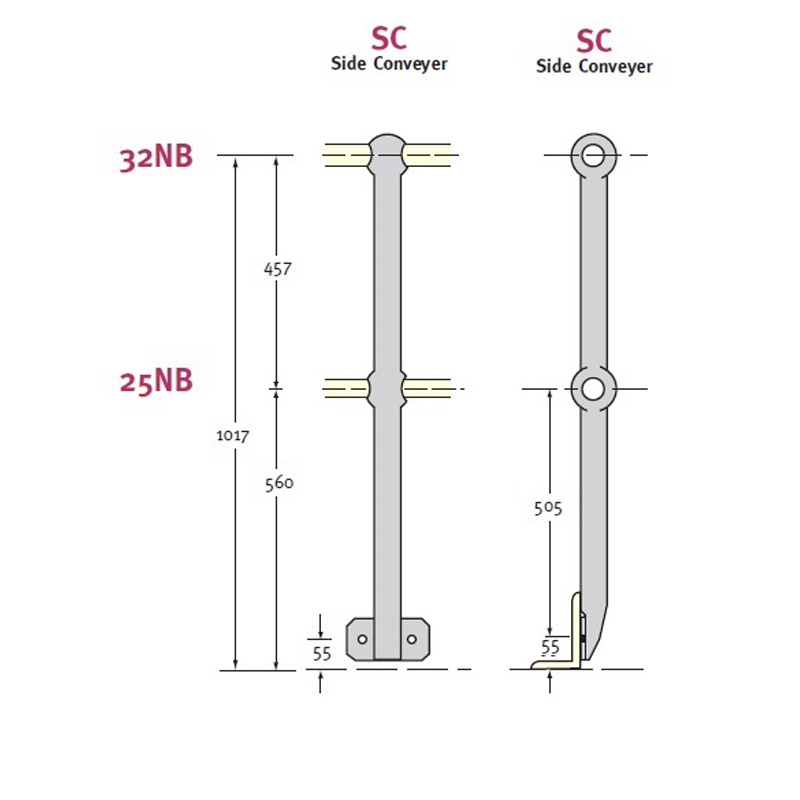 Side Conveyor Stanchion Monowills Link Modular Railing - Meshstore New ...